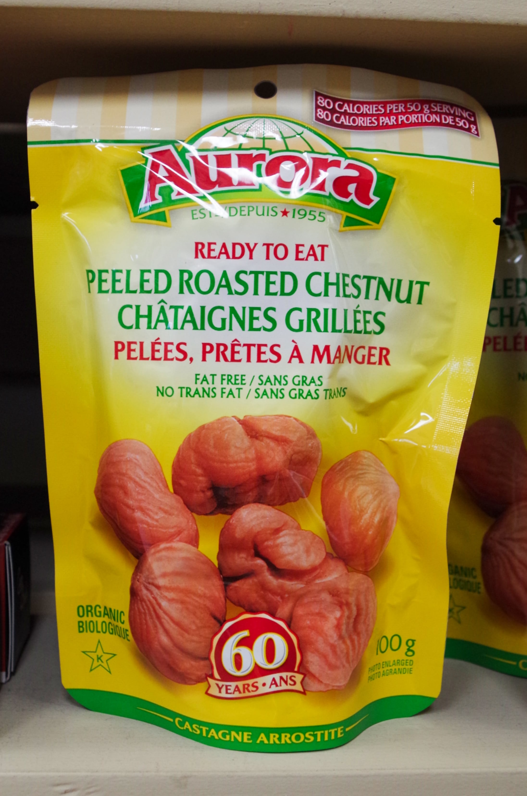 Aurora Organic Peeled Roasted Chestnuts 100g